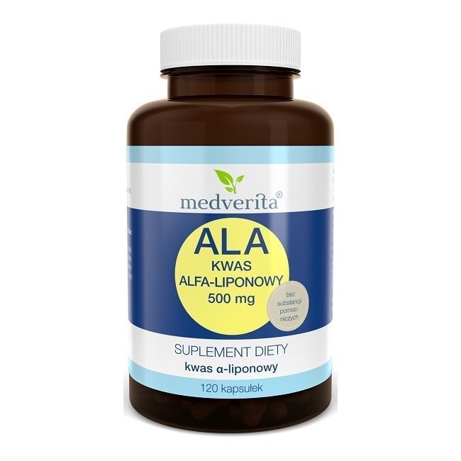 ALA Kwas Alfa-liponowy 500mg 120 kapsułek Medverita cena 48,99zł ...