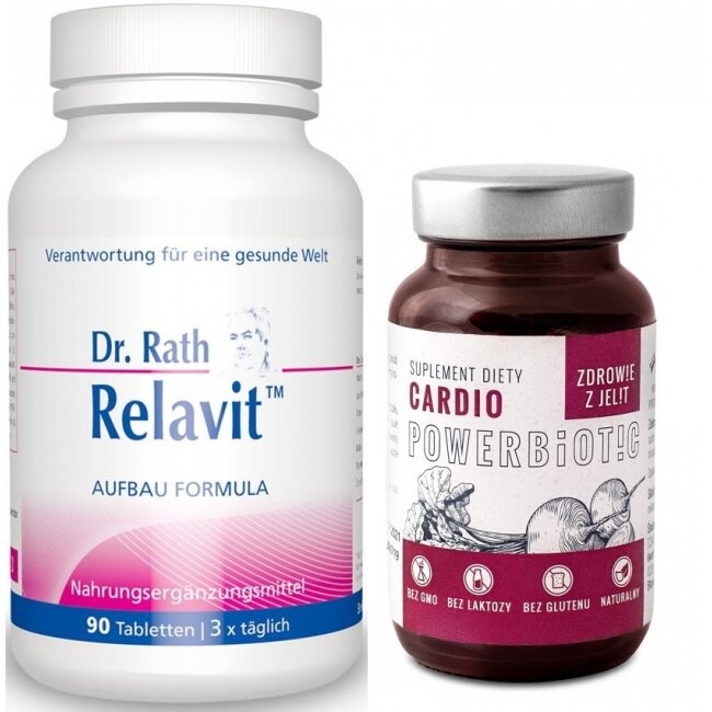 Dr Rath Relavit (vit C+Vit E+Arginina) 90 tabletek + Powerbiotic Cardio ...