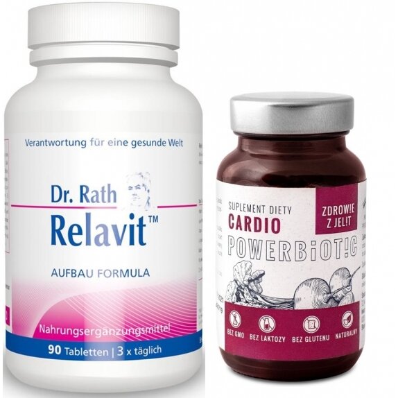Dr Rath Relavit (vit C+Vit E+Arginina) 90 tabletek + Powerbiotic Cardio ...