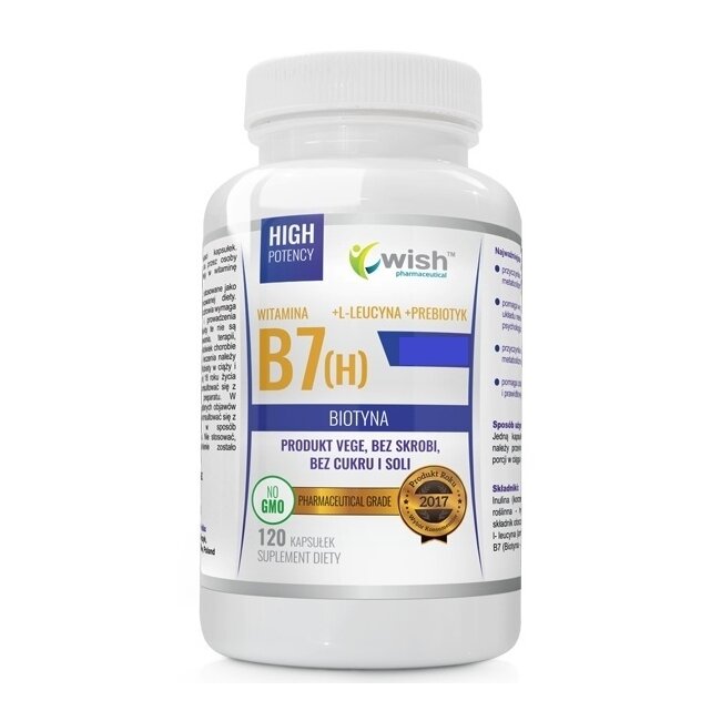 Witamina B7 5000µg Biotyna (H) 120 Kapsułek Wish Pharmaceutical cena 28 ...