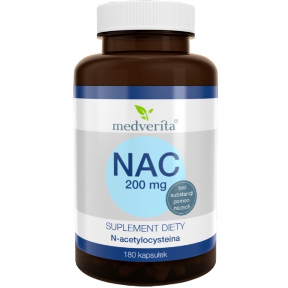 NAC 200 mg N-acetylocysteina 180 kapsułek Medverita cena 29,99zł ...