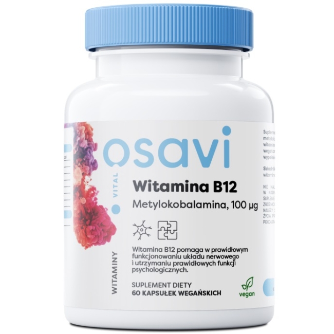 Osavi Witamina B12 Metylokobalamina 100 mcg 60 kapsułek cena 19,00zł - Sklep AleEko.pl